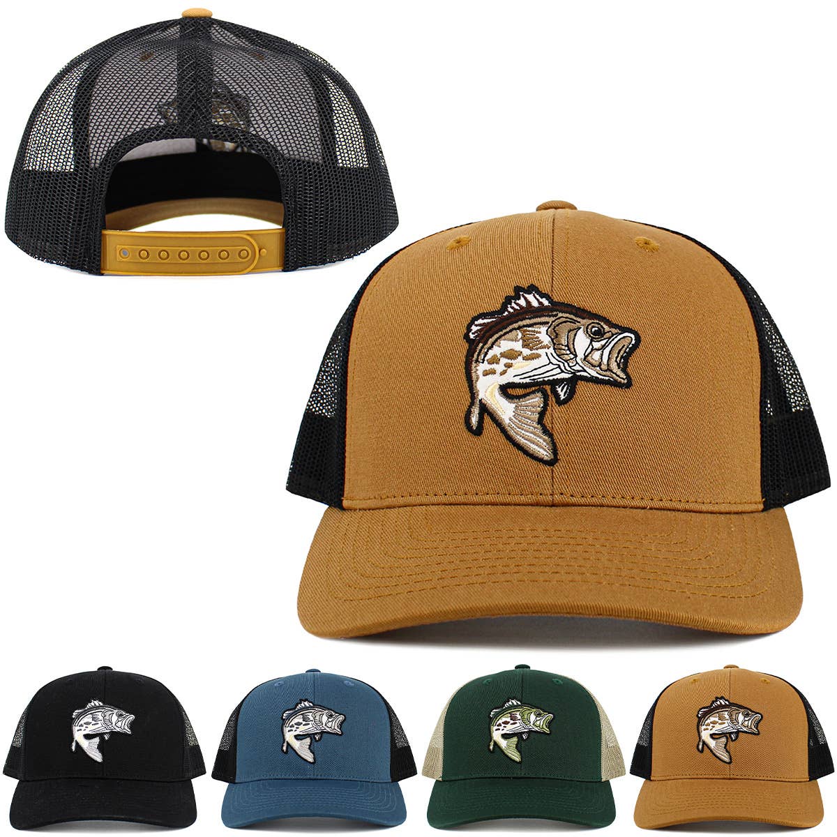 Bass Fish Mesh Trucker Snapback Cap (Various Colors) – Wander Together ...