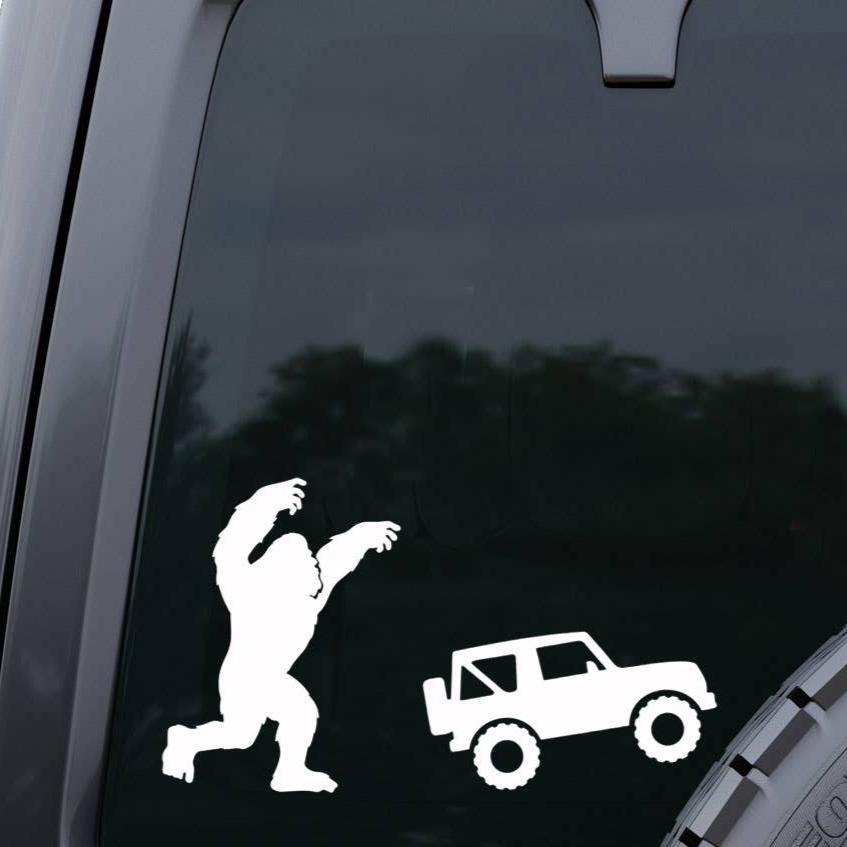 Bigfoot Chasing a Jeep Vehicle Window Decal – Wander Together Outfitters