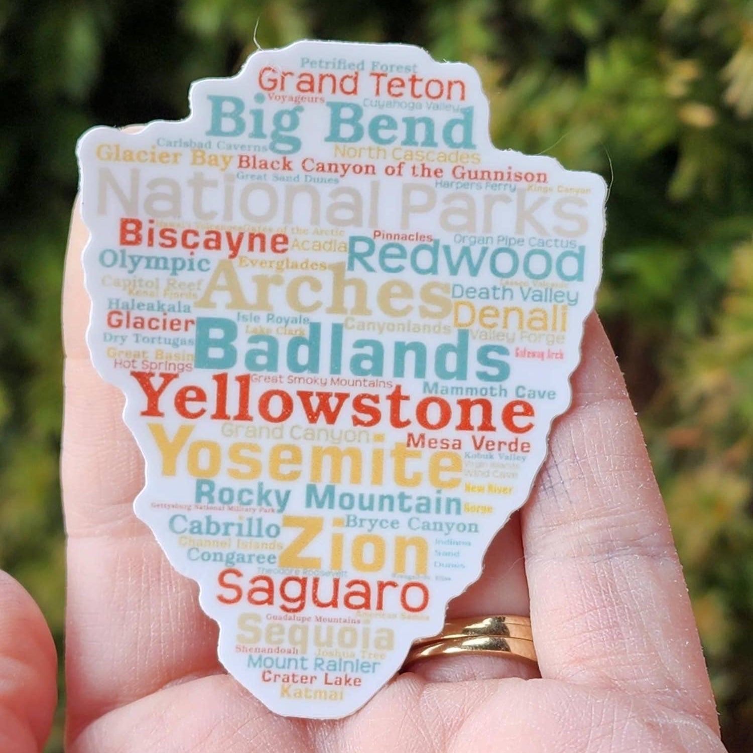 National Parks Names Arrowhead 3-inch Sticker – Wander Together Outfitters