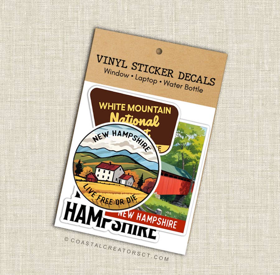 New Hampshire Sticker Pack, 4 Full-Size Stickers Per Pack – Wander ...
