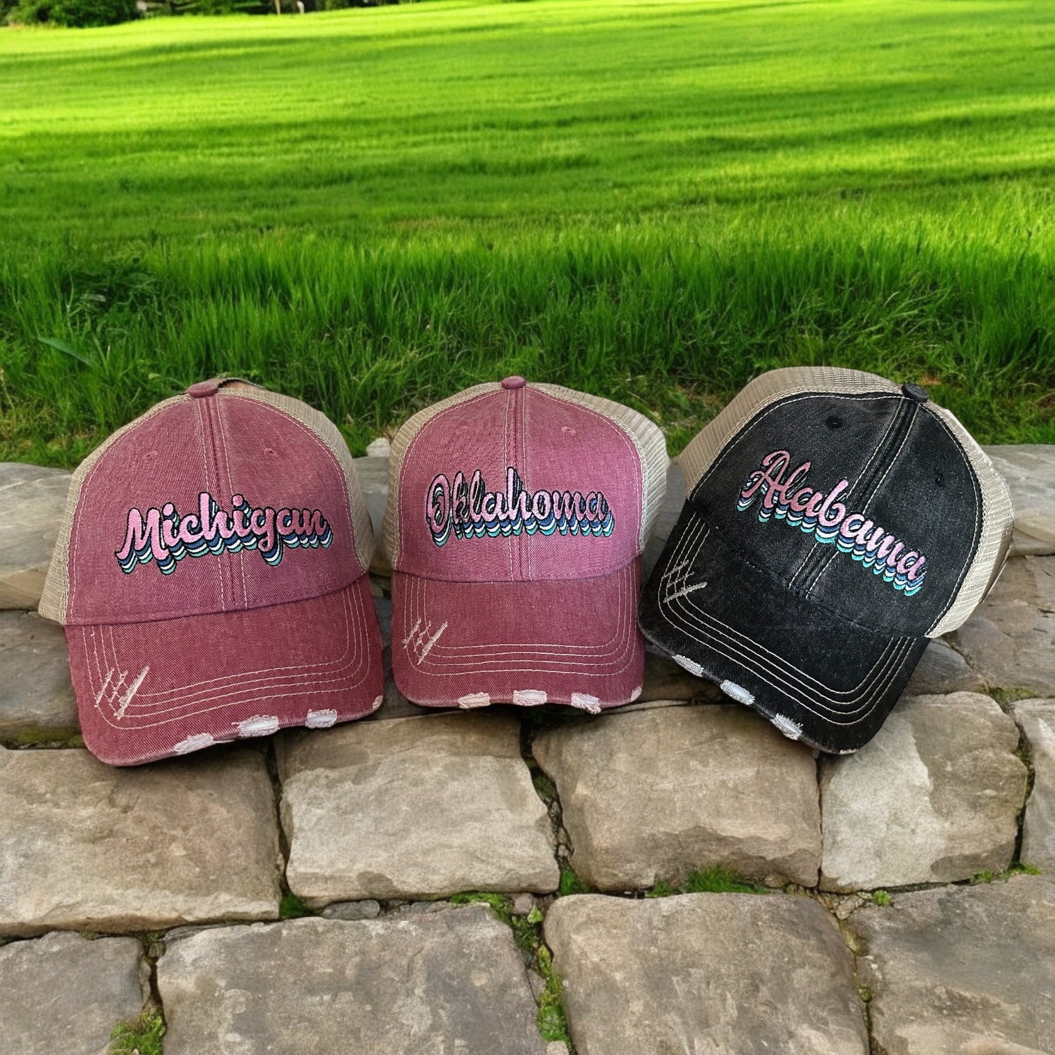 State Hats (Layered Logo Caps (Various) – Wander Together Outfitters