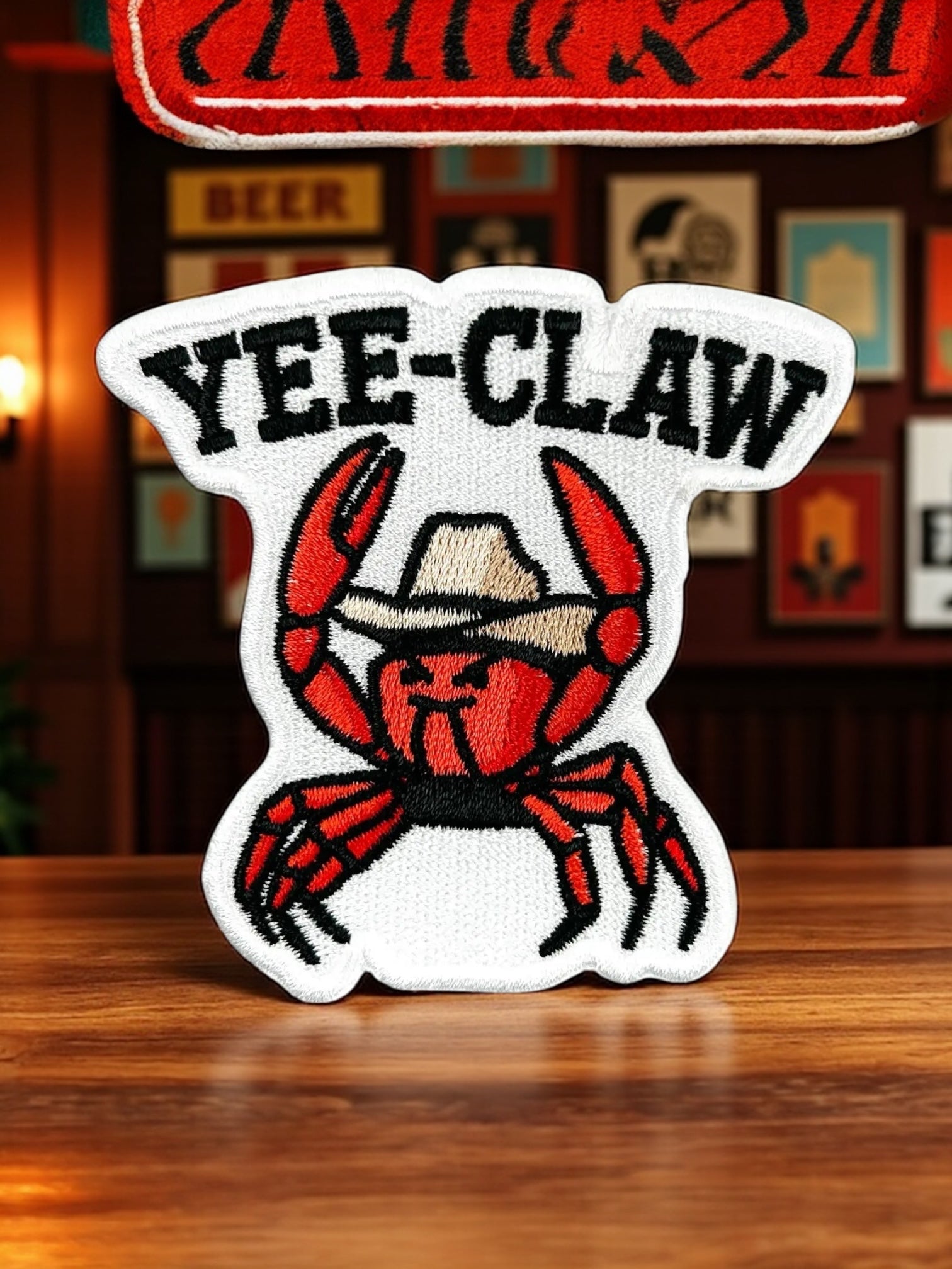 "Yee-Claw" Embroidered Iron On Patch Funny Cowboy Crab – Wander ...